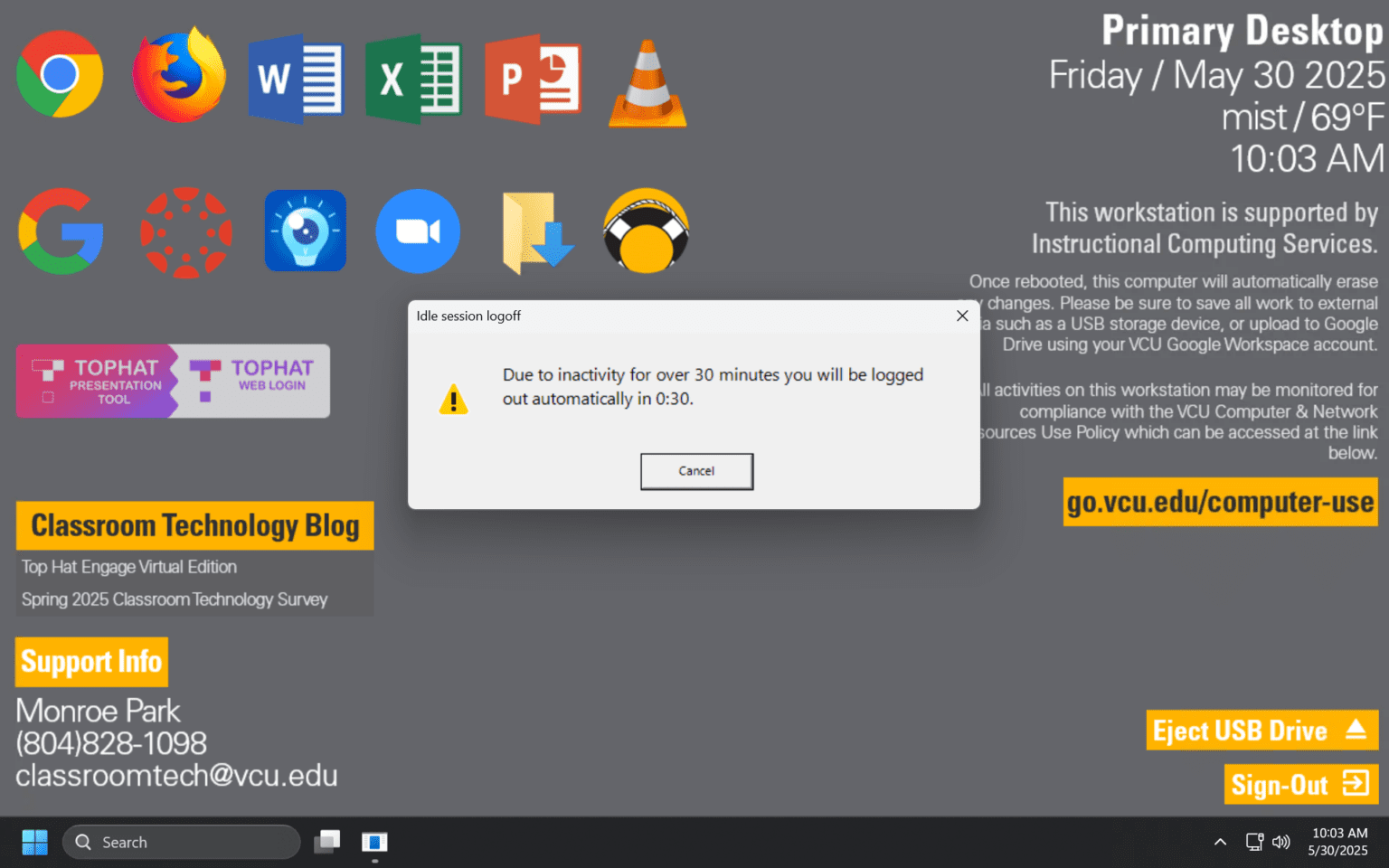 Automatic Logoff – VCU Classroom Technology